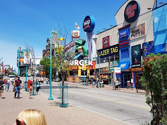 Niagara Falls' tourist district bursts with carnival-like energy&mdash;proof that some places embrace their touristy side with unabashed enthusiasm.