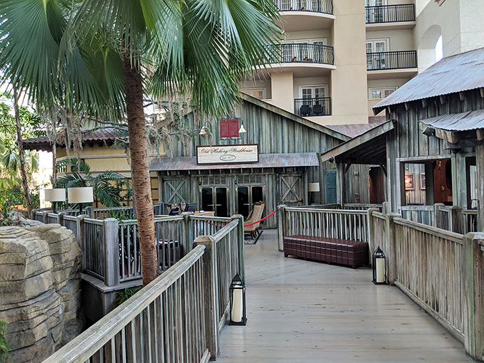 Old Hickory's rustic-elegant entrance hints at the sophisticated steak experience waiting inside this Kissimmee gem.