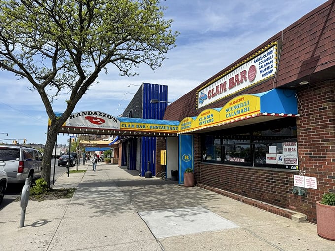 Randazzo's brick facade might be humble, but that classic Clam Bar sign has been guiding hungry Brooklynites for decades.