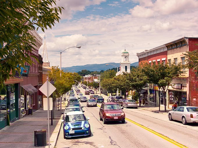 Salem's downtown skyline rises like a postcard from another era, where church steeples still guide travelers home.