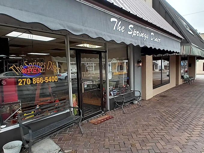 The Springs Diner sign promises exactly what you'll find inside&mdash;no frills, just thrills for your taste buds. Russell Springs' answer to breakfast perfection!