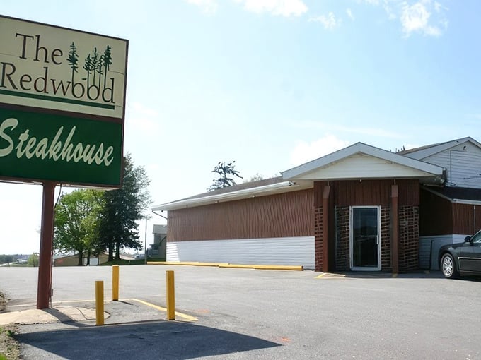 Follow the sign to steak paradise! The Redwood's iconic roadside beacon has guided hungry travelers for decades.