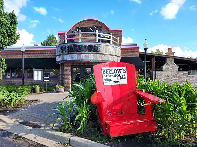 That giant red chair outside isn't just Instagram bait—it's preparing you for the larger-than-life flavors waiting inside Beelow's doors.