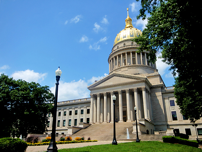 The golden dome of West Virginia's Capitol gleams in the sunshine&mdash;a symbol of Charleston's accessible blend of culture and affordability.