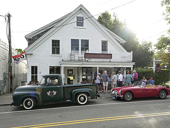 Admire the vintage cars and friendly crowds outside Chatham Cookware as you enjoy a perfect, sunny day in beautiful Chatham.