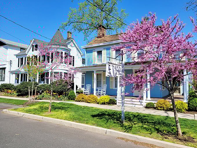 Fire trucks lined up like proud red ducks. Cranbury's volunteer fire department adds a splash of color to small-town America.