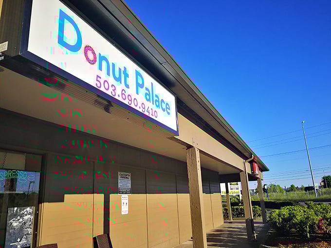 That "Parking Only" sign is less a warning and more a promise: park here and experience donut nirvana just steps away. 