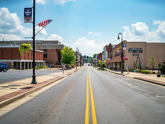 Brick buildings and beautiful murals give Erwin's Main Street character you can't find in cookie-cutter suburbs or overpriced retirement communities.