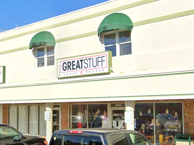 Those green awnings shelter a boutique experience where yesterday's luxury becomes today's smart bargain.