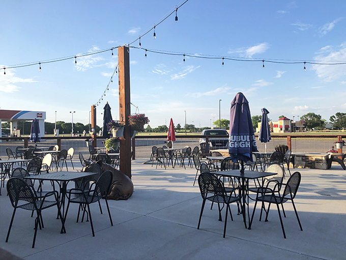 This inviting patio in Marshall promises relaxation without reservation. Those empty chairs are calling your name!