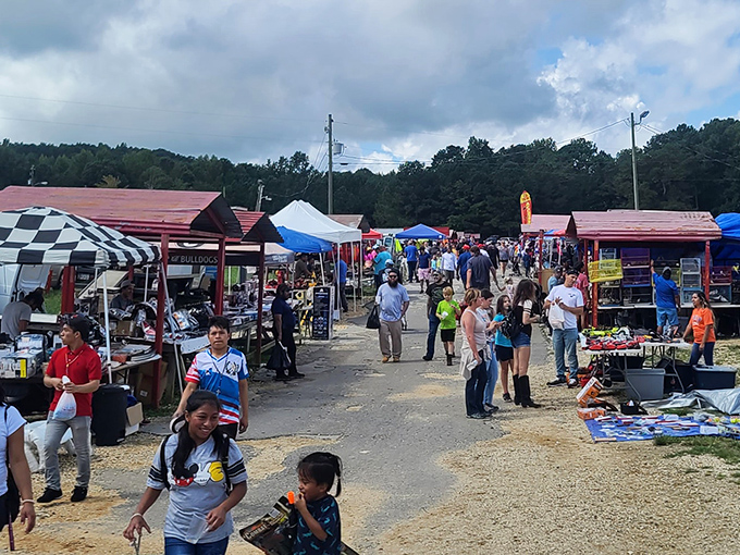 Artistic expression meets bargain hunting! Mountain Top's outdoor displays feature colorful artwork that captures the imagination and empties wallets.