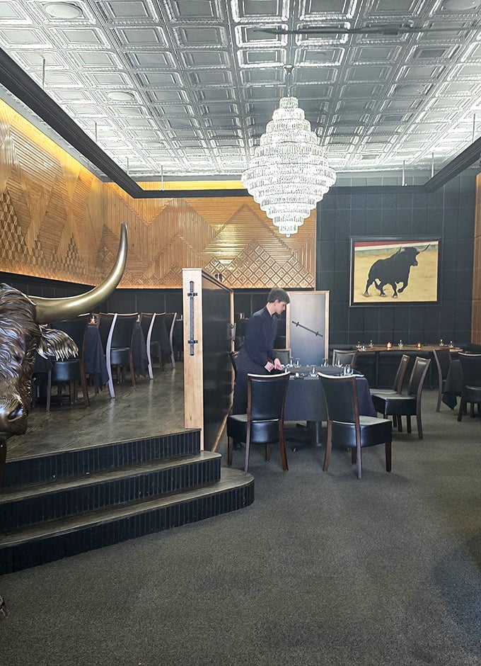 The sun sets behind North 40's distinctive profile &ndash; inside, grills are firing up for another evening of steak perfection.