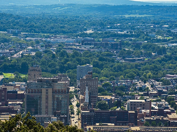 Reading's cityscape unfolds beneath you &ndash; a patchwork of affordable neighborhoods waiting for your retirement story.