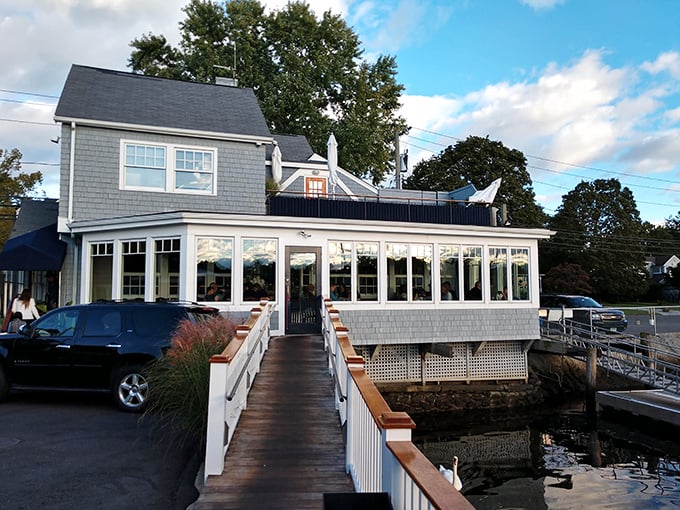 The walkway to Rowayton feels like the entrance to a secret seafood society where membership requires only an appreciation for perfect preparation.