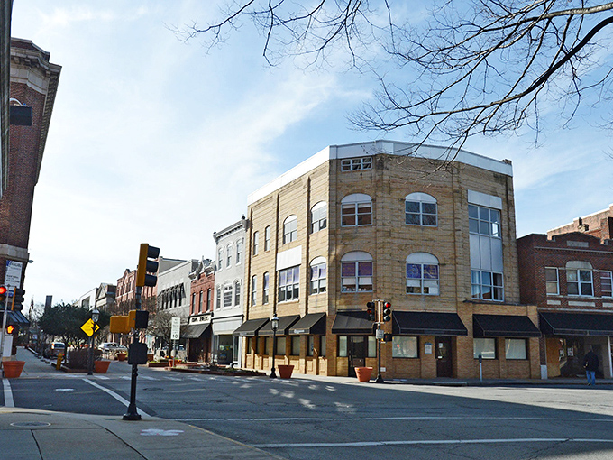 The revitalized downtown of Salisbury offers a mix of architectural styles that create an inviting atmosphere for shopping and dining.