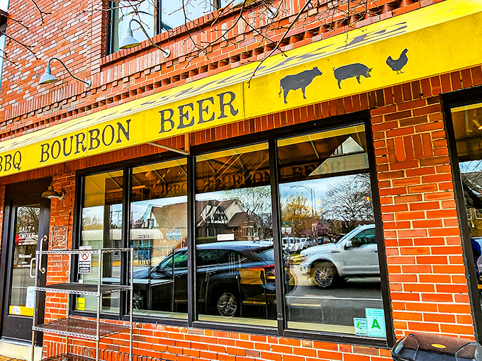 Behind those windows at Salt + Smoke lies smoked trout that would make a fisherman weep with joy. The yellow awning is your beacon!
