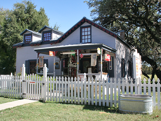 That classic Texas sky hanging over Sisterdale's community spaces&mdash;where the town's 100 residents become one big, quirky family.