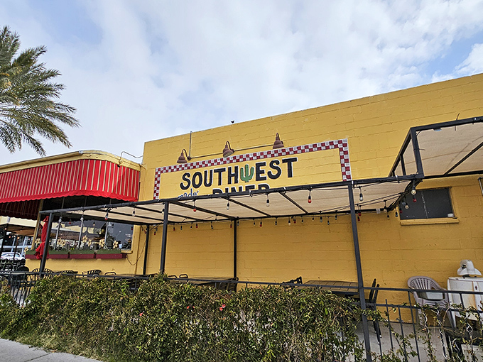 The bold sign announces Southwest Diner's presence – a breakfast landmark that's earned its place in local hearts.