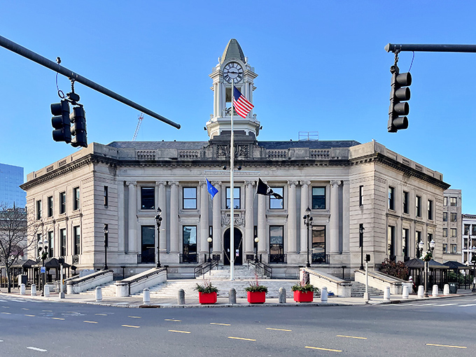 Stamford's downtown district shines with well-preserved buildings and pedestrian-friendly spaces, perfect for afternoon explorations.