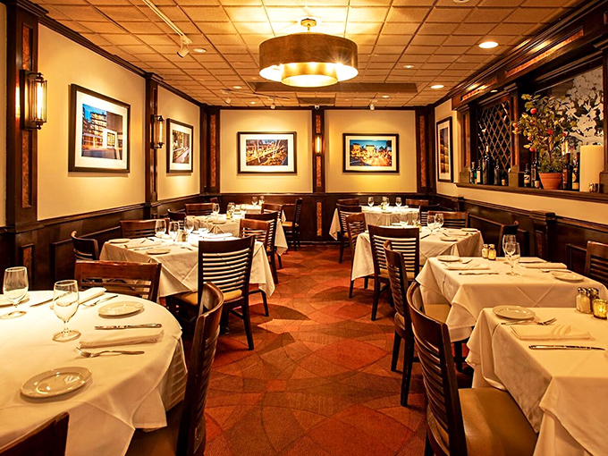 White tablecloths and warm lighting create the perfect stage where their steaks perform a delicious symphony for your taste buds.