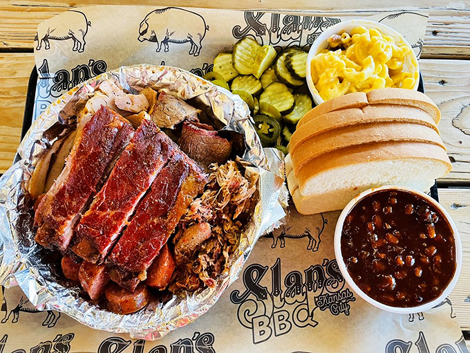 The BBQ sampler that makes decision-phobic diners rejoice. Why choose one meat when you can experience the entire barnyard's greatest hits?