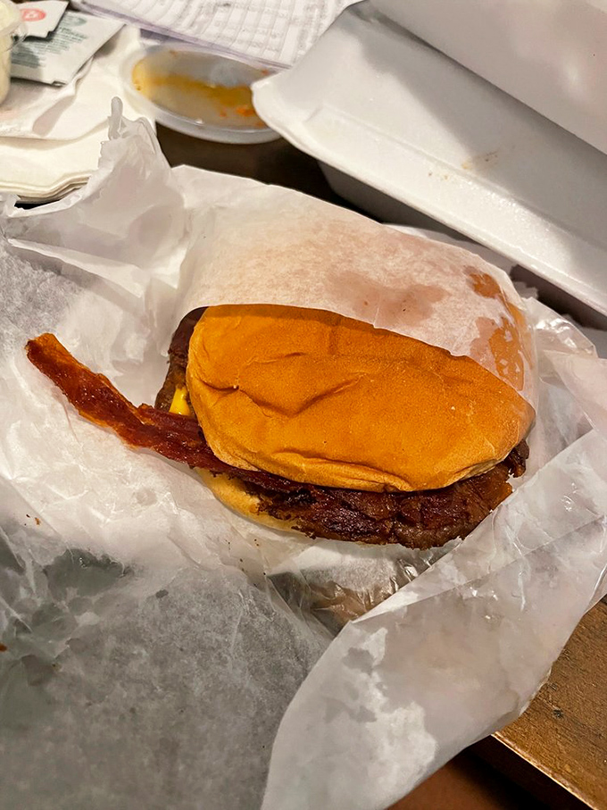 The bacon cheeseburger arrives like a savory sonnet&mdash;crisp bacon adding a salty crunch to the melody of beef and cheese.