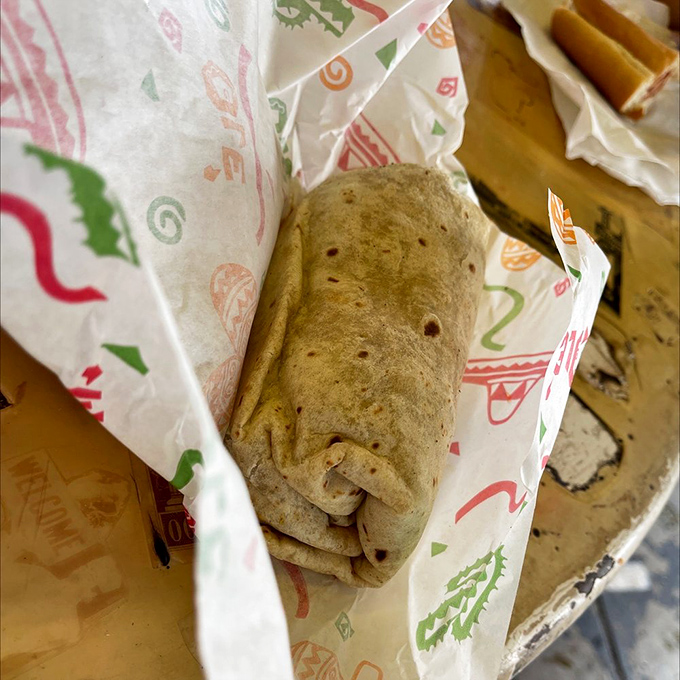 Wrapped with care but built for mess, this burrito doesn't need fancy plating when it's packing this much flavor in every bite.