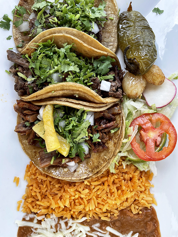 Tacos done right&mdash;simple, authentic, and generously topped with fresh cilantro. That grilled jalape&ntilde;o is nature's perfect palate cleanser.