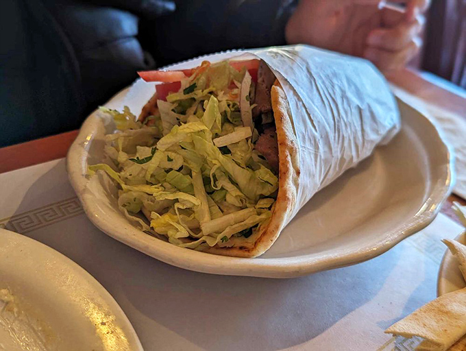 Wrapped like a present and just as exciting to open. This gyro delivers the kind of satisfaction that makes you close your eyes on the first bite.
