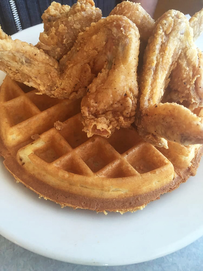 Chicken and waffle nirvana achieved. This is the kind of plate that makes you cancel your afternoon plans.