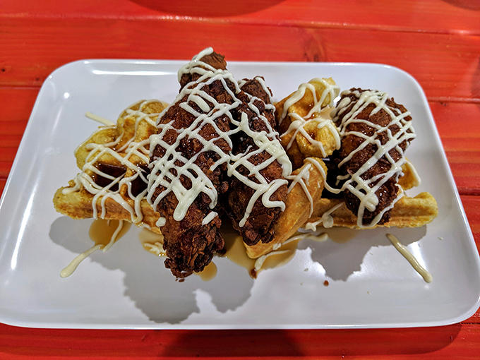 This isn't just chicken and waffles; it's a masterclass in texture and flavor that makes your standard breakfast look like it's not even trying.