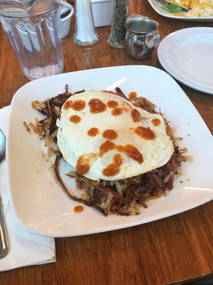 Those hash browns aren't just crispy—they've achieved a level of textural perfection that should be studied by culinary scientists.
