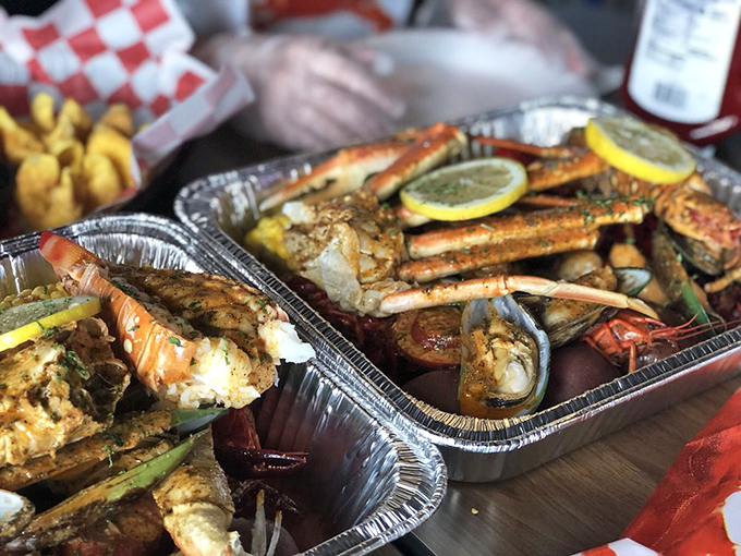 Snow crab legs extend like delicious scaffolding around a centerpiece lobster &ndash; architectural brilliance you can eat with your hands.