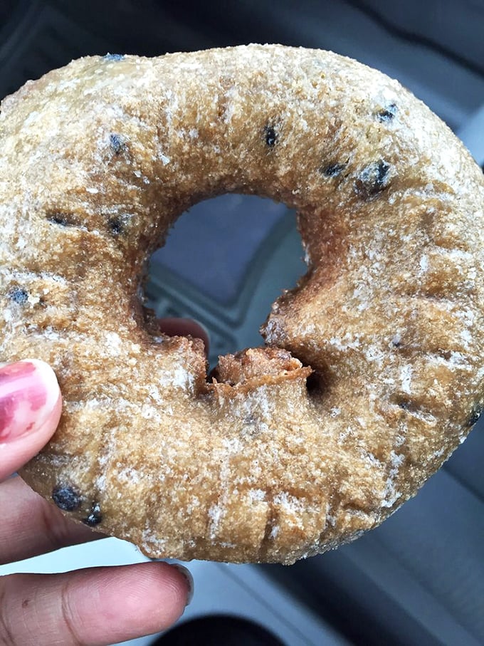 The blueberry cake donut, dusted with cinnamon sugar, is what breakfast pastries dream of becoming when they grow up. Wild berries add pops of tartness.