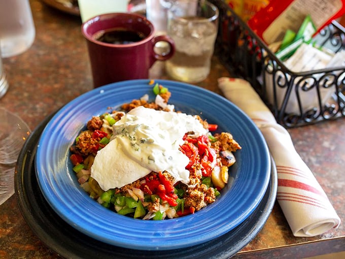 Not all heroes wear capes&mdash;some come on blue plates with perfectly seasoned chorizo, fresh vegetables, and a dollop of sour cream standing guard.