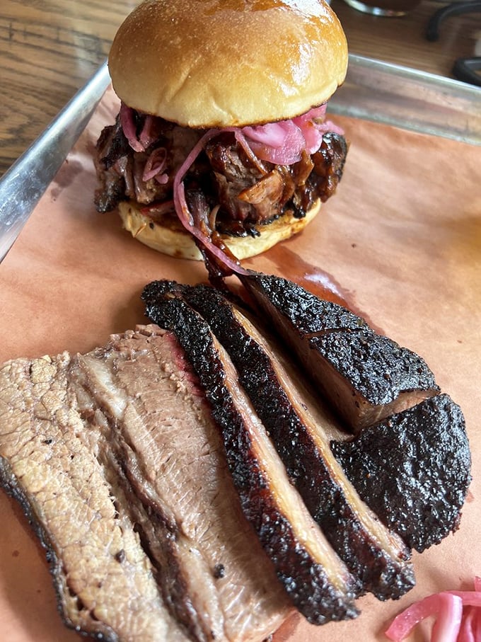 This isn't just a sandwich&mdash;it's an architectural marvel where smoked beef meets pickled onions in a harmony that might actually bring tears to your eyes.