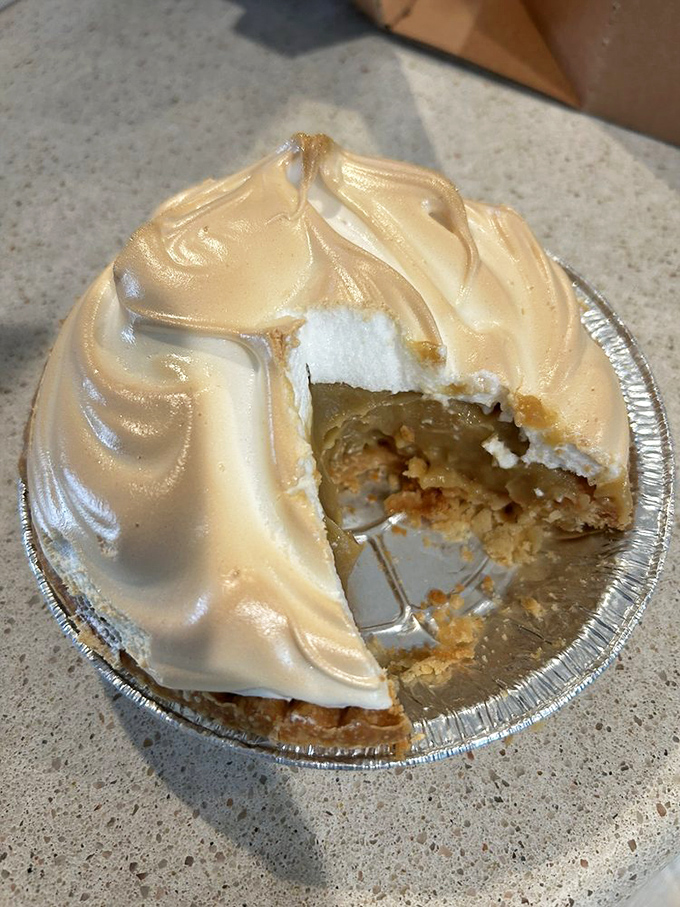 Butterscotch meringue that's dressed for success. Those golden peaks and valleys create a landscape you'll want to explore with your fork.