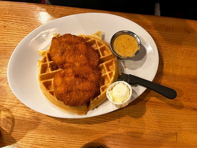 The chicken and waffle combo: proof that some of history's greatest partnerships weren't planned. Like Lennon and McCartney, but edible.