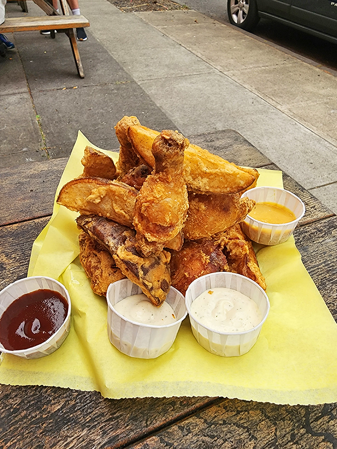 The chicken platter that launched a thousand food pilgrimages. Those massive jojos aren't sidekicks&mdash;they're co-stars in this culinary production.