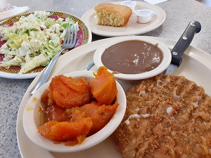 Southern comfort on a plate. That chicken fried steak isn't just food&mdash;it's edible nostalgia, complete with gravy that grandmother would approve of.