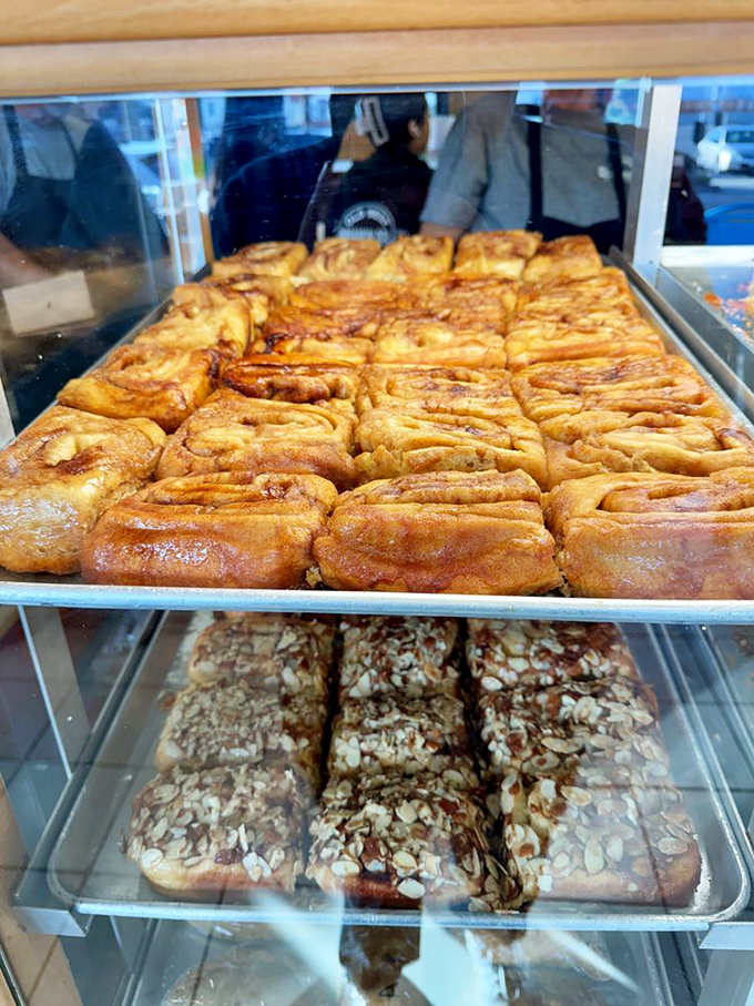 Behold the motherlode&mdash;trays of perfectly spiraled cinnamon rolls waiting their turn to make someone's day exponentially better.