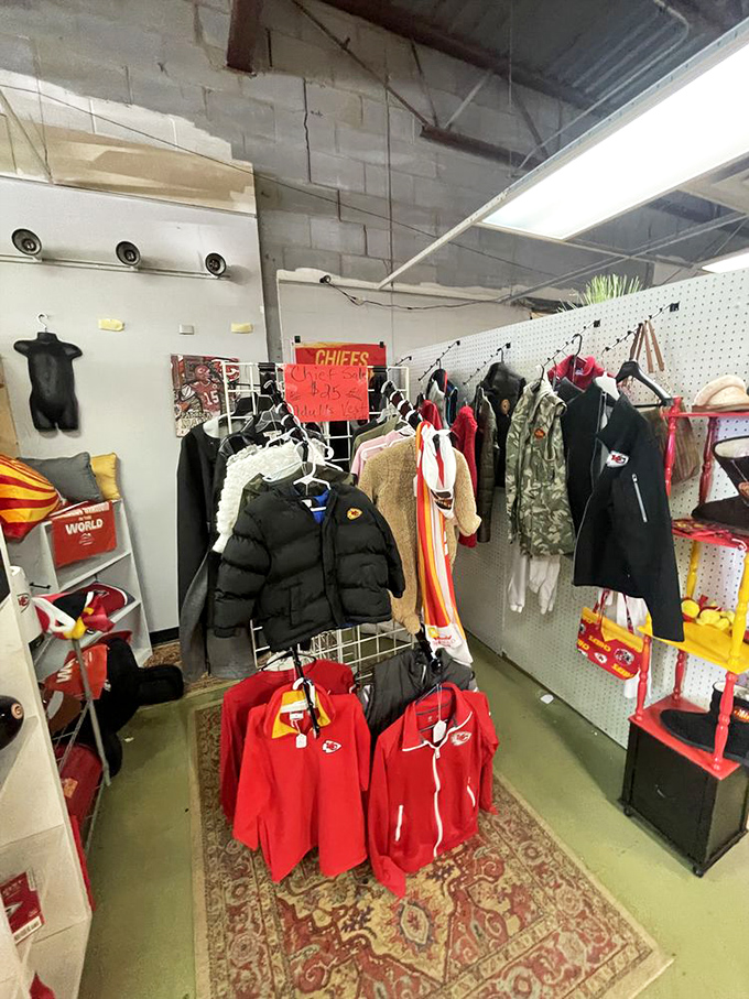 Chiefs Kingdom reigns supreme in this clothing corner. Red Friday happens every day when royal garb is this affordable.