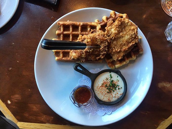 The perfect bite awaits: crispy chicken meets caramelized waffle in a sweet-savory romance that puts most Hollywood love stories to shame.