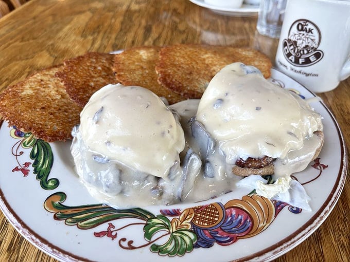 Eggs Benedict with hollandaise so velvety it could win a texture competition. Those crispy hash browns on the side aren't just supporting actors&mdash;they're co-stars.