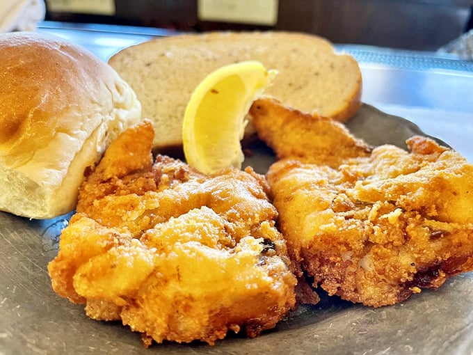 Fish fry nirvana achieved: flaky white cod in a golden jacket, served with a side of Midwestern hospitality.