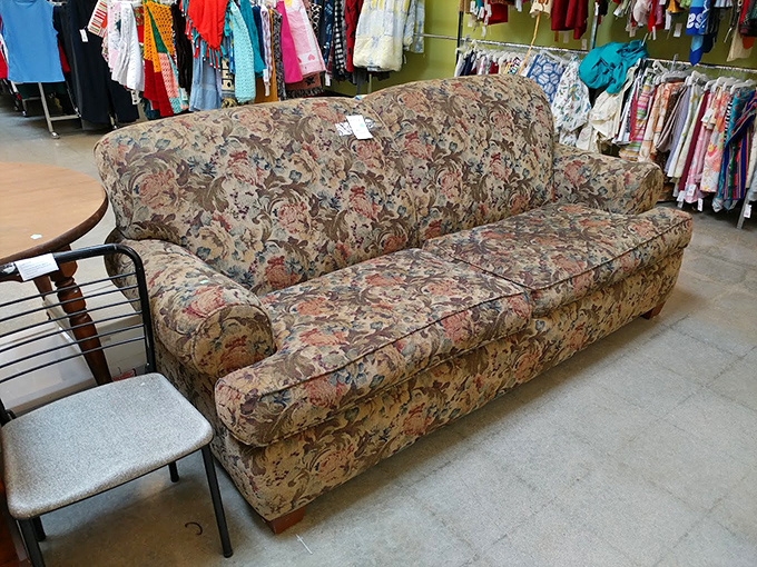 The floral sofa that time forgot. It's either hideously outdated or the next big thing in retro chic&mdash;fashion is cyclical, after all.