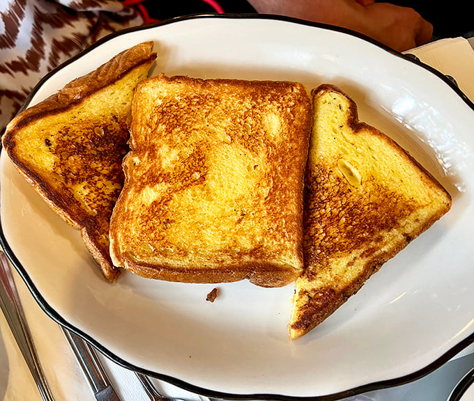 Three triangles of custardy, golden-edged bliss that will make you question why anyone bothers with avocado toast or acai bowls.