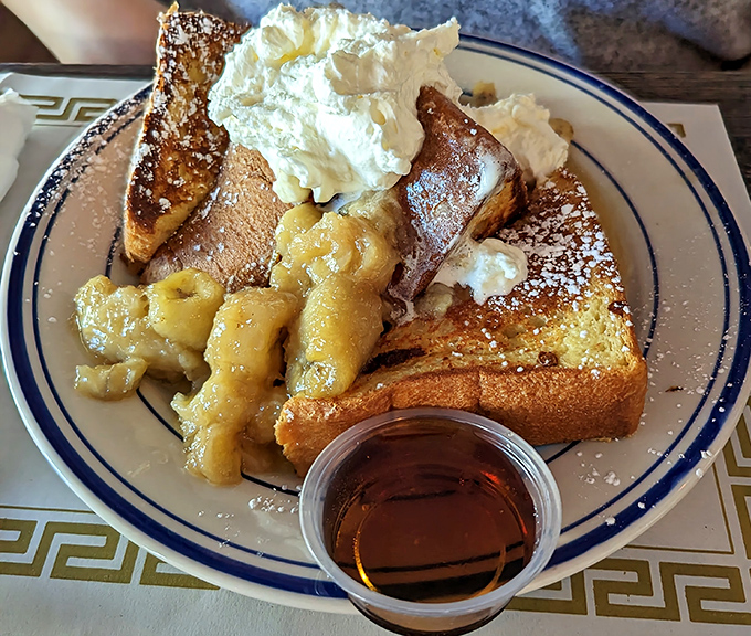 The caramelized bananas aren't just a topping&mdash;they're transformative, turning already excellent French toast into something worth crossing state lines for.