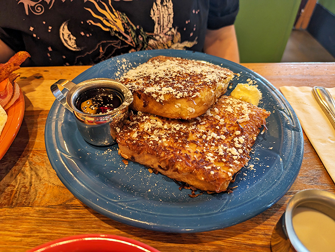 French toast that's crossed the line from breakfast to dessert, with melted cheese creating the ultimate sweet-savory tango on your taste buds.