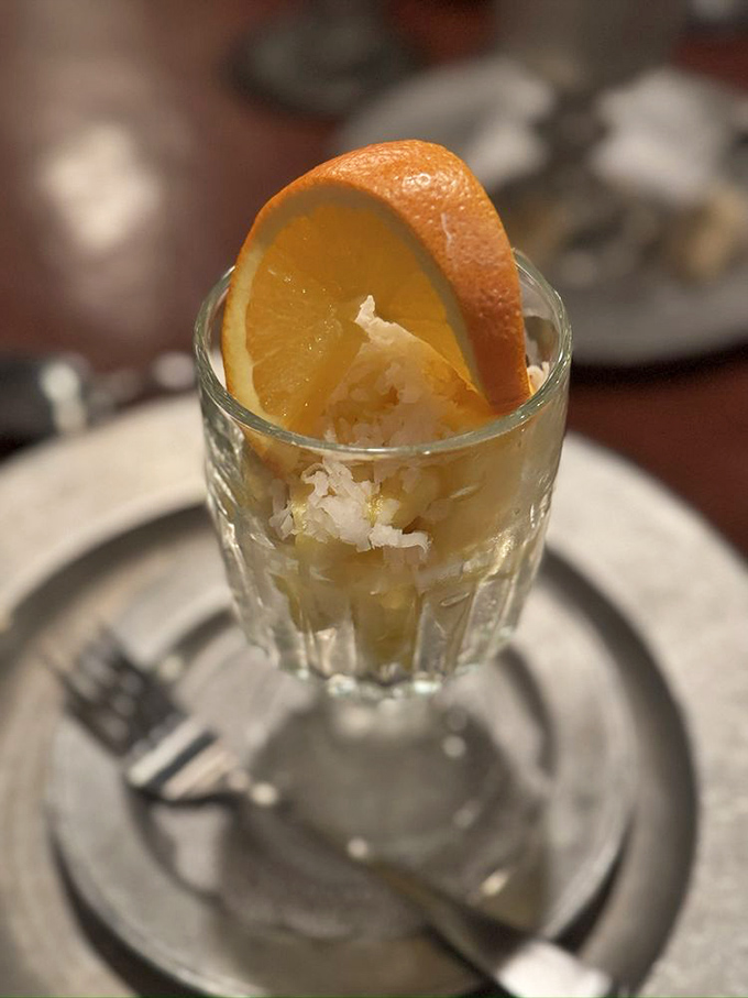 Citrus and coconut in perfect harmony—like finding a tropical vacation hiding in a medieval castle. The presentation alone deserves a standing ovation.